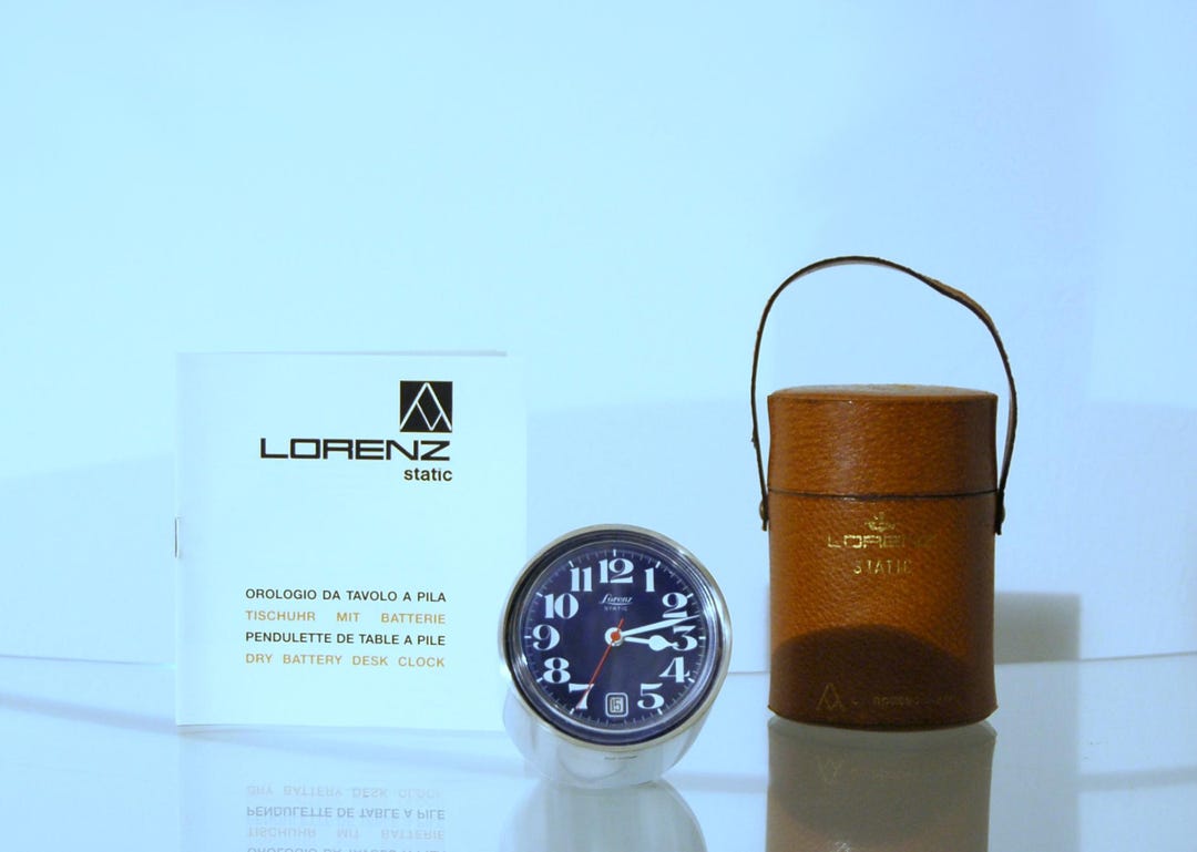 RARE Table Clock LORENZ Mod. STATIC, Swiss 1959 - Limited Jezler Silver ...