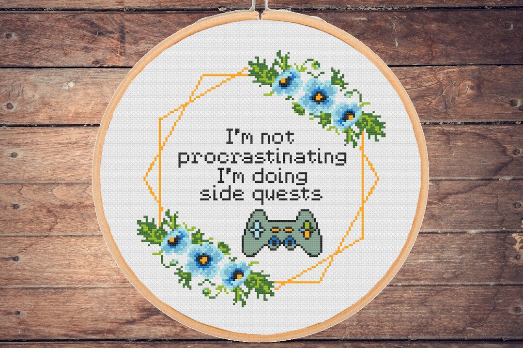 Funny Video Game Cross Stitch Pattern Doing Side Quests Snarky Cross ...