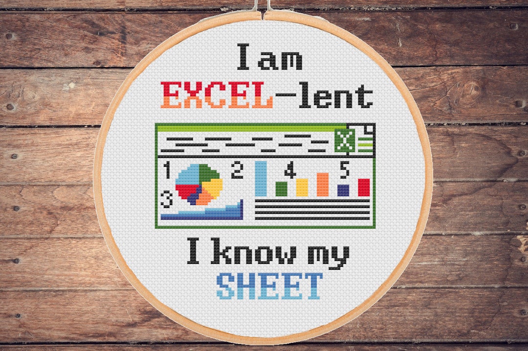 Funny Excel Cross Stitch Pattern: Data Analyst Office Decor, Snarky ...