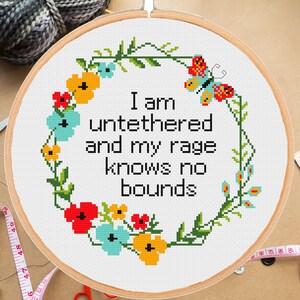 Funny Cross Stitch Pattern I Am Untethered Subversive Embroidery Modern ...