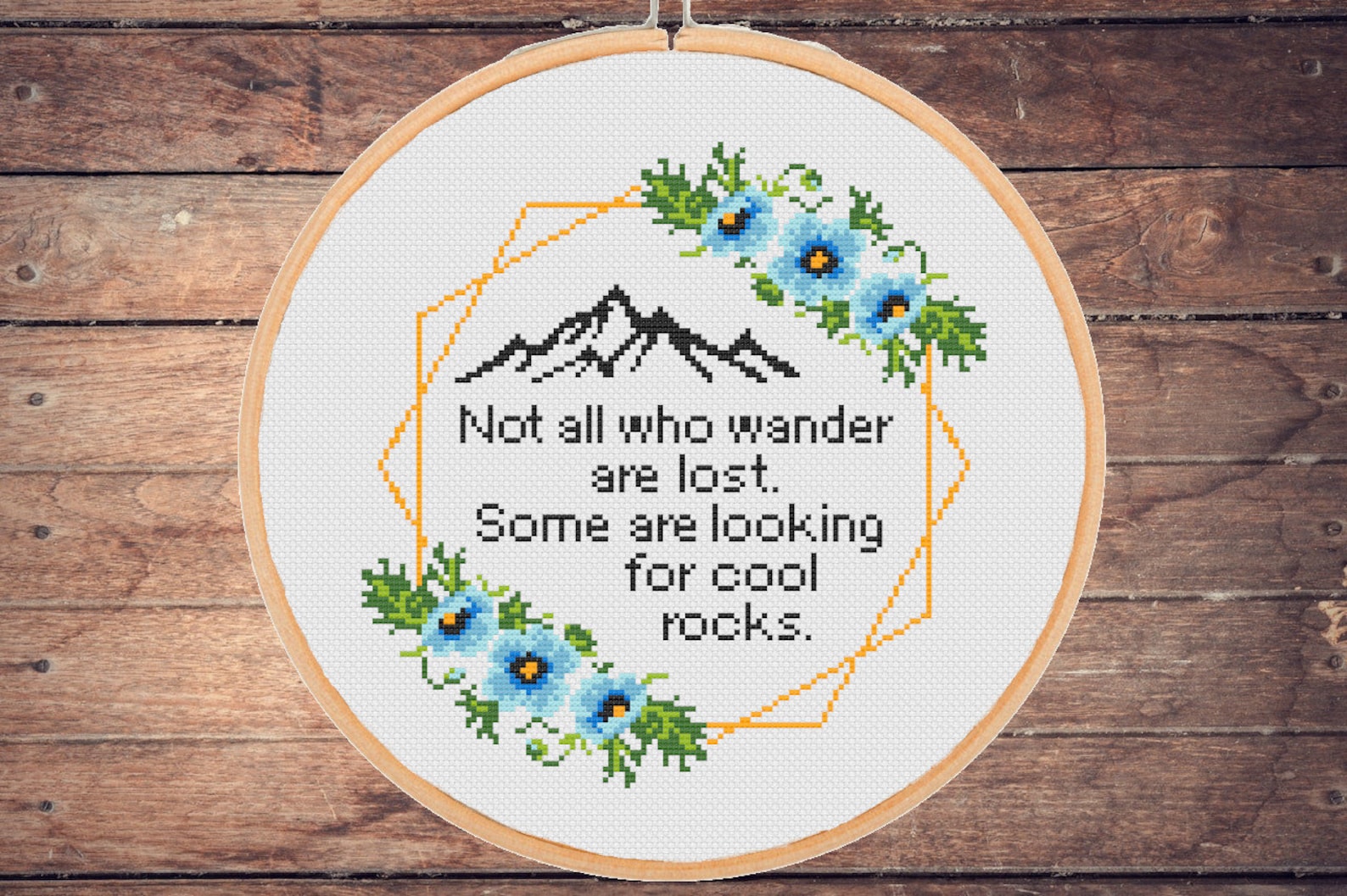 Funny Rock Hunting Cross Stitch Pattern: Not All Who Wander Are Lost ...