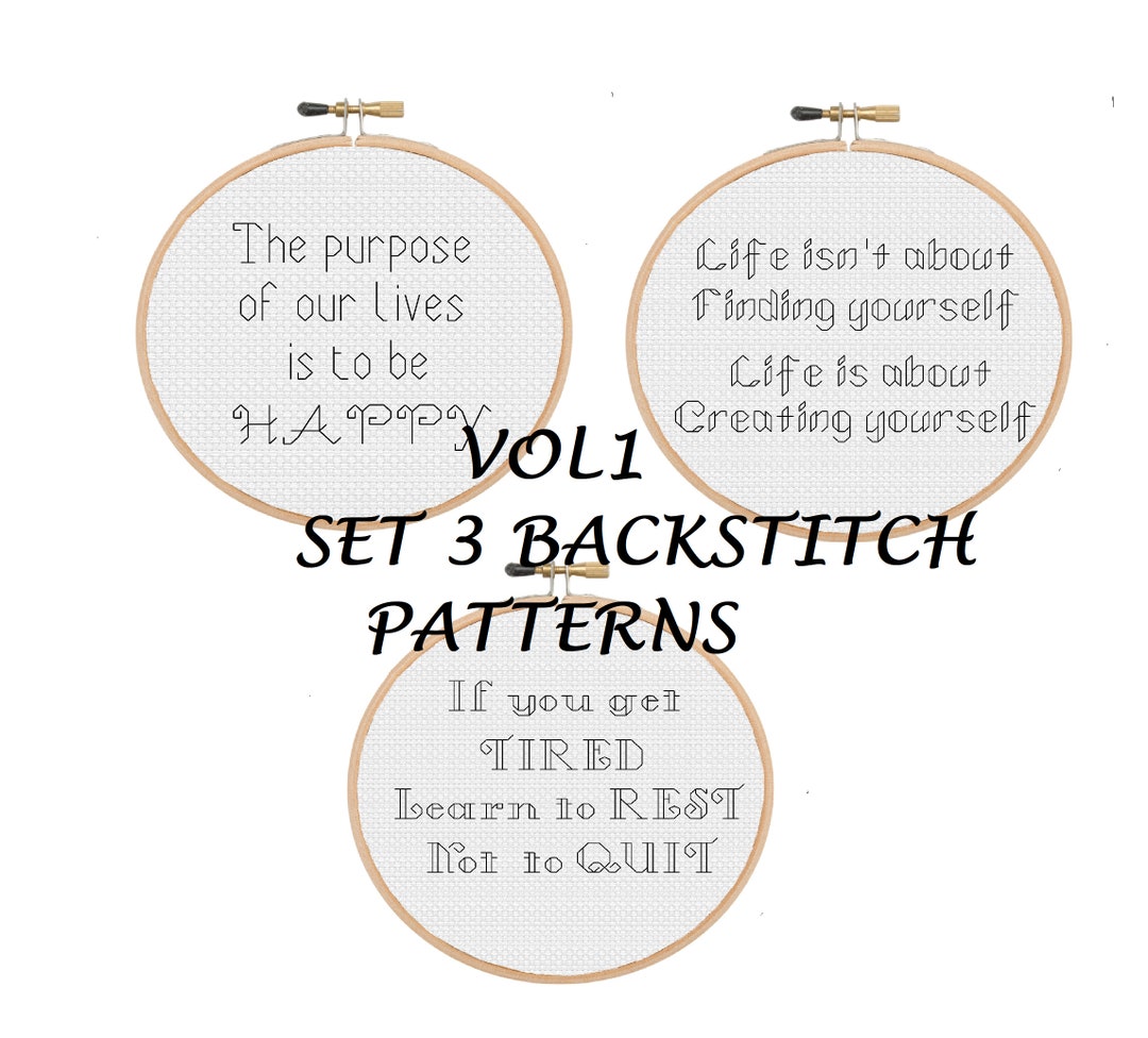 VOL1 Set of 3 Backstitch Alphabets Cross Stitch Font Bundle Pack ...