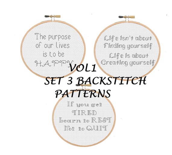 VOL1 Set of 3 Backstitch Alphabets Cross Stitch Font Bundle | Etsy