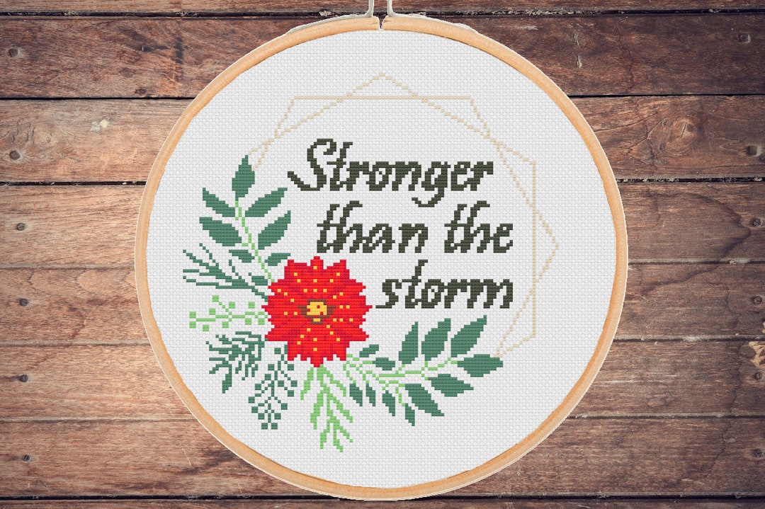 Stronger Than the Storm Cross Stitch Pattern: Positive Affirmations ...