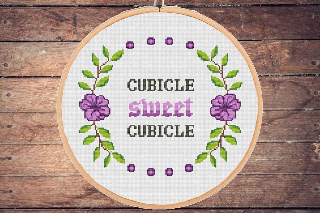 Funny Subversive Cross Stitch Pattern Cubicle Sweet Cubicle Modern ...