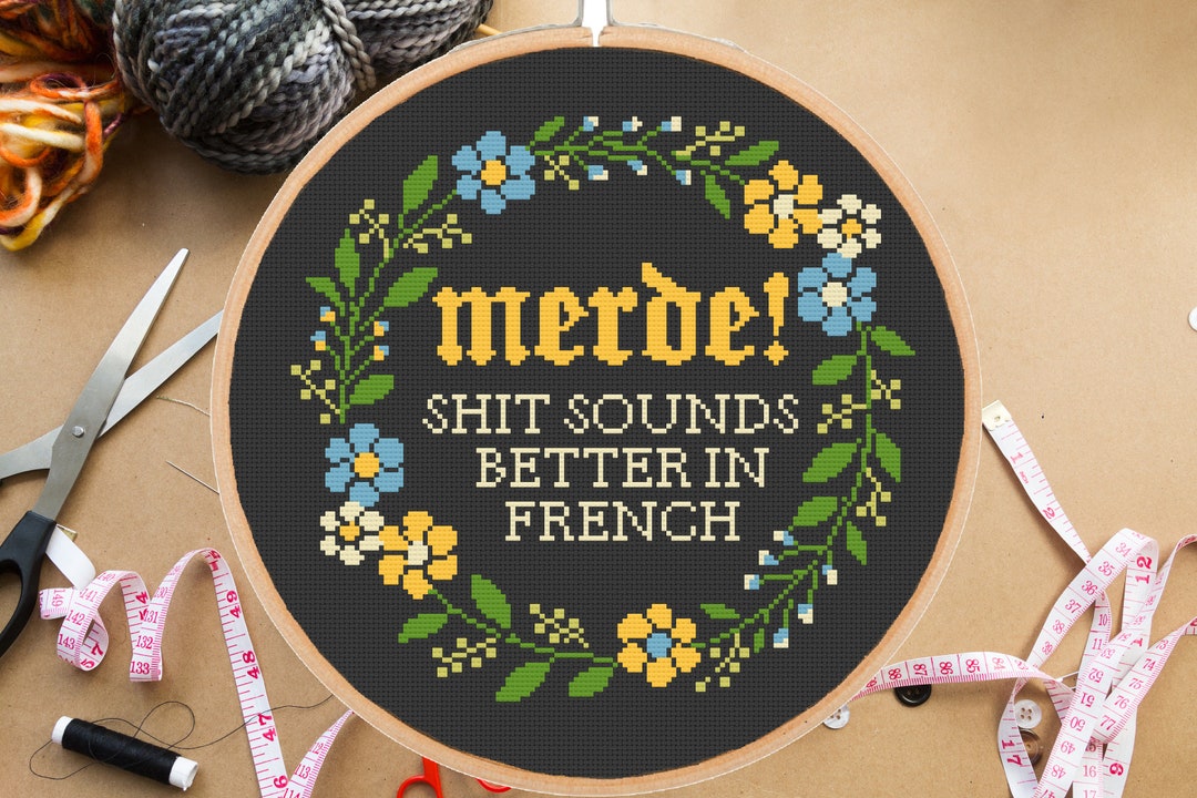 Merde! Funny Sarcastic Cross Stitch Pattern: French Swear Word Shit ...
