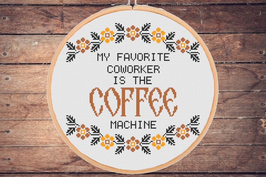 Funny Coffee Machine Cross Stitch Pattern: Snarky Easy Modern Trendy ...