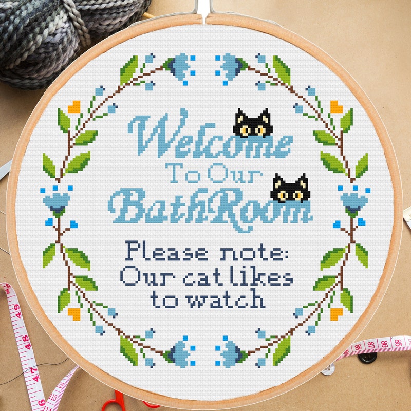 Bathroom Cross Stitch Pattern - Etsy