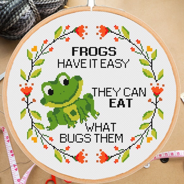 Cross Stitch Funny Frogs - Etsy
