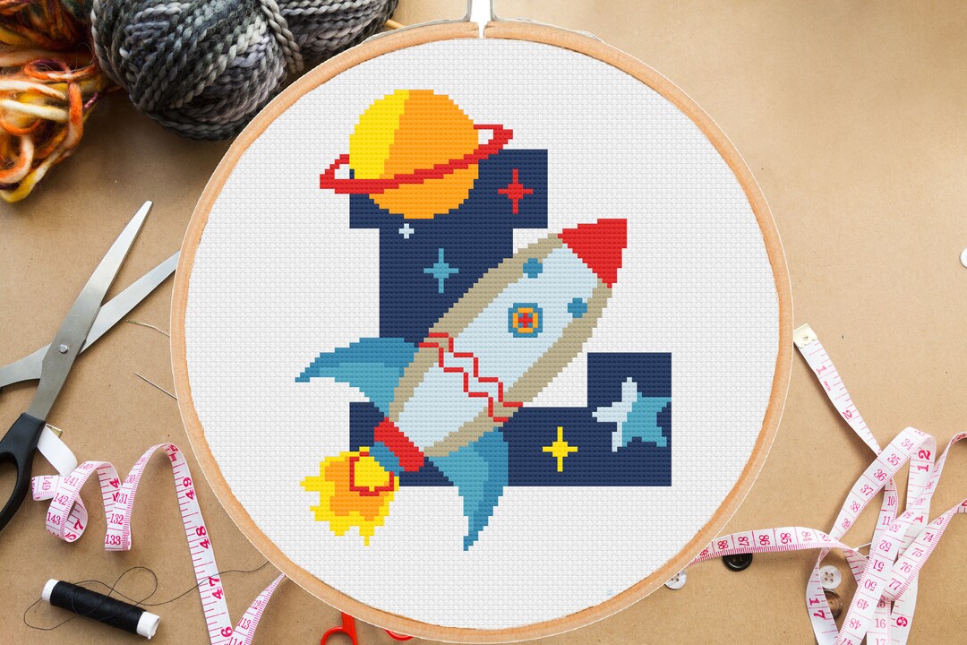 Letter L Rocket Cross Stitch Pattern: Personalized Name (PDF Pattern ...