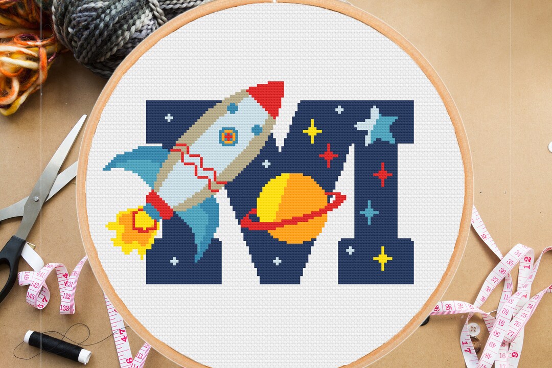 Monogram Letter M Cross Stitch Modern Pattern, Personalize Name Cross ...