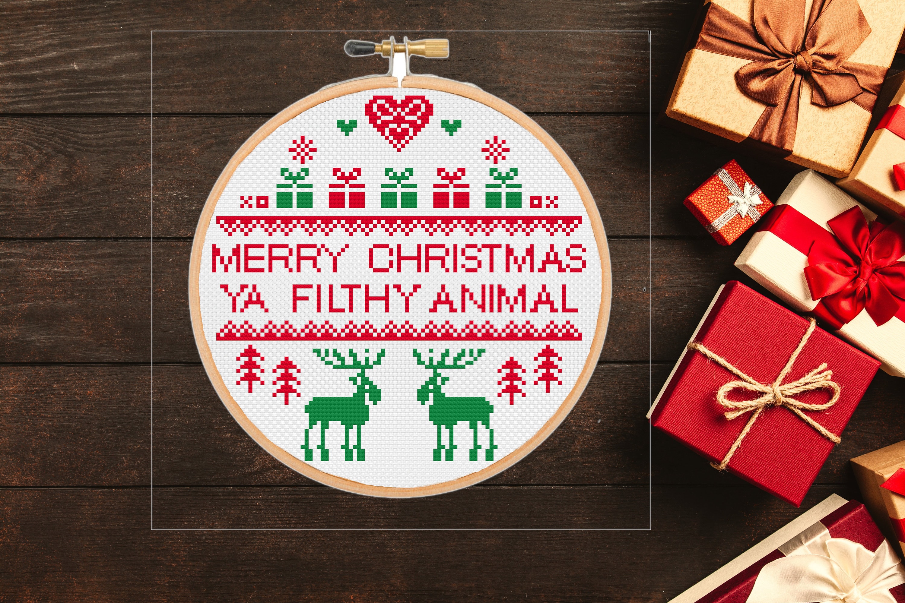 Funny Easy Xmas Cross Stitch Pattern Merry Christmas Ya Filthy - Etsy