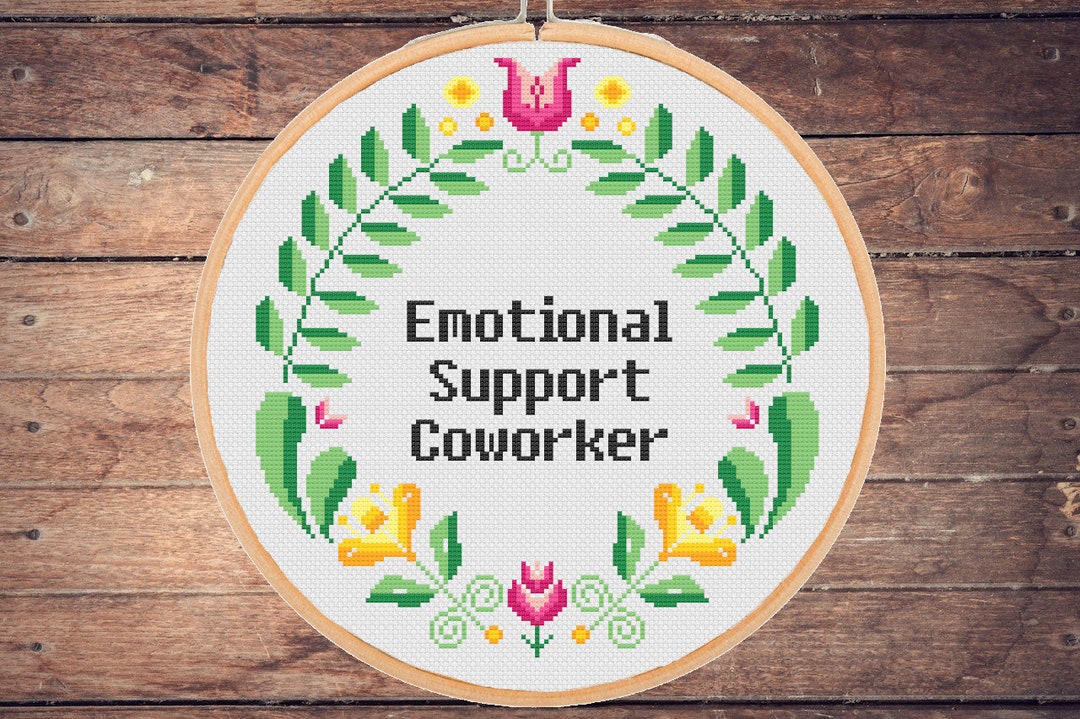 Emotional Support Coworker Cross Stitch Pattern: Funny Office Snarky ...