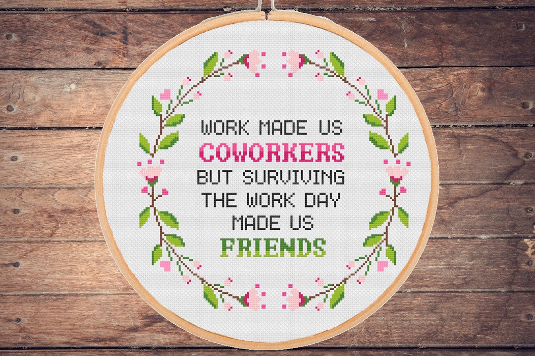 Coworker Cross Stitch Pattern Friendship Office Friends Funny Work Made ...