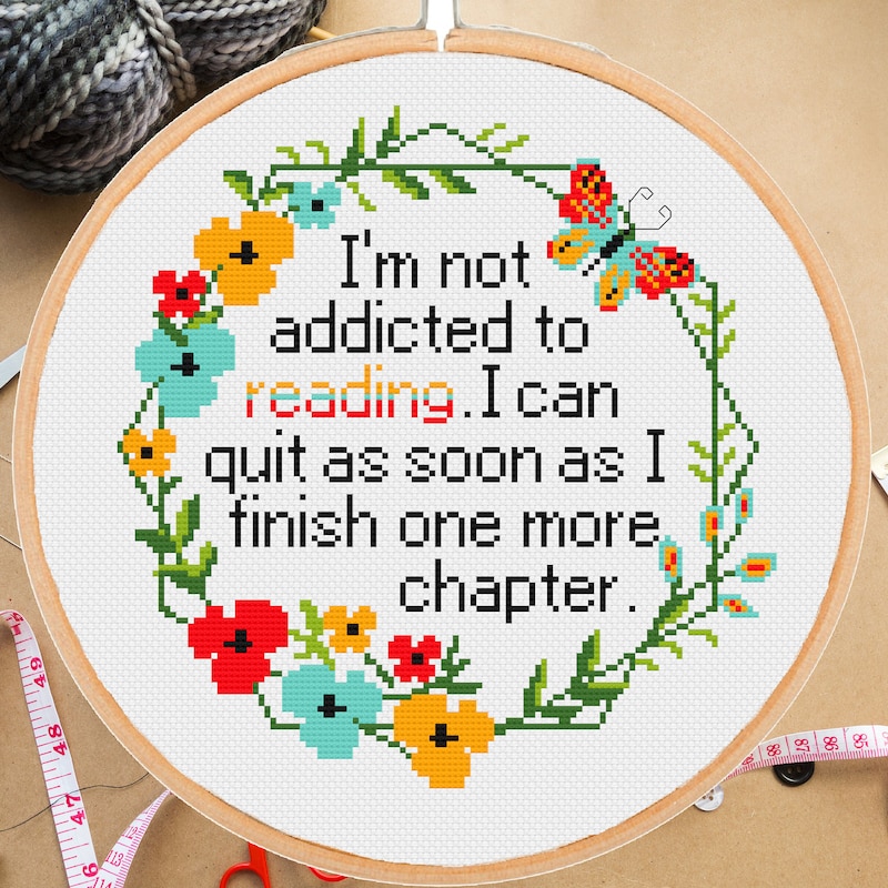Book Addict Cross Stitch - Etsy