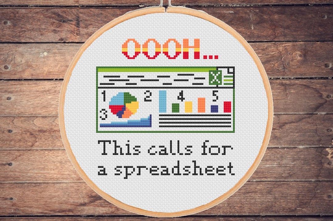 Funny Office Cross Stitch Pattern This Calls for a Spreadsheet ...