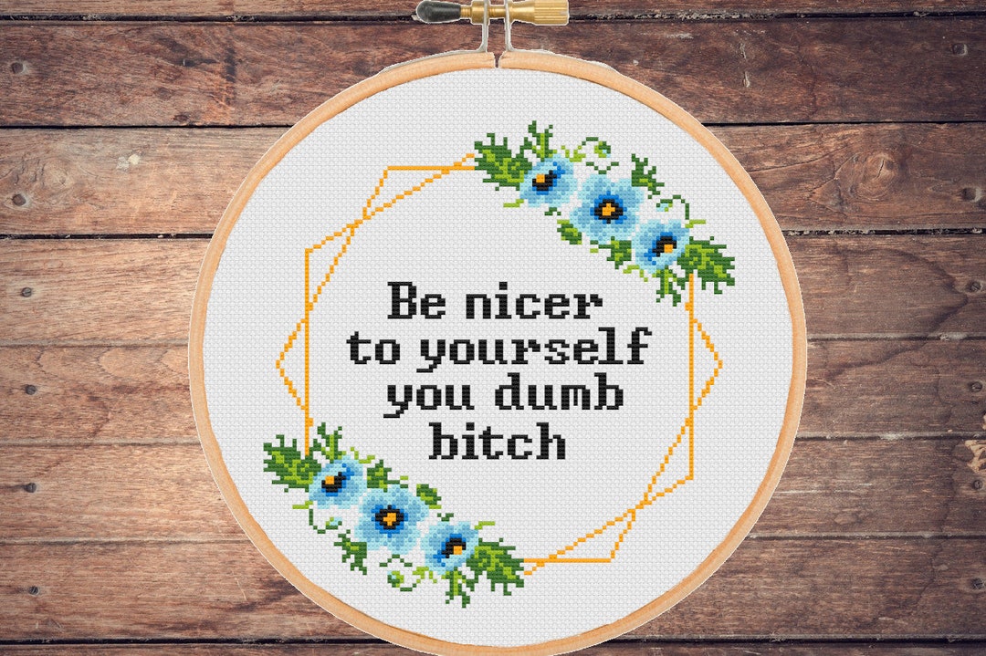 Funny Sarcastic Cross Stitch Pattern: Be Nicer to Yourself Dumb Bitch ...