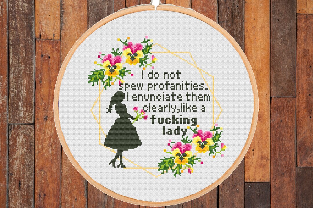 Funny Profanity Lady Cross Stitch Pattern: Sassy Feminist Decor (PDF ...