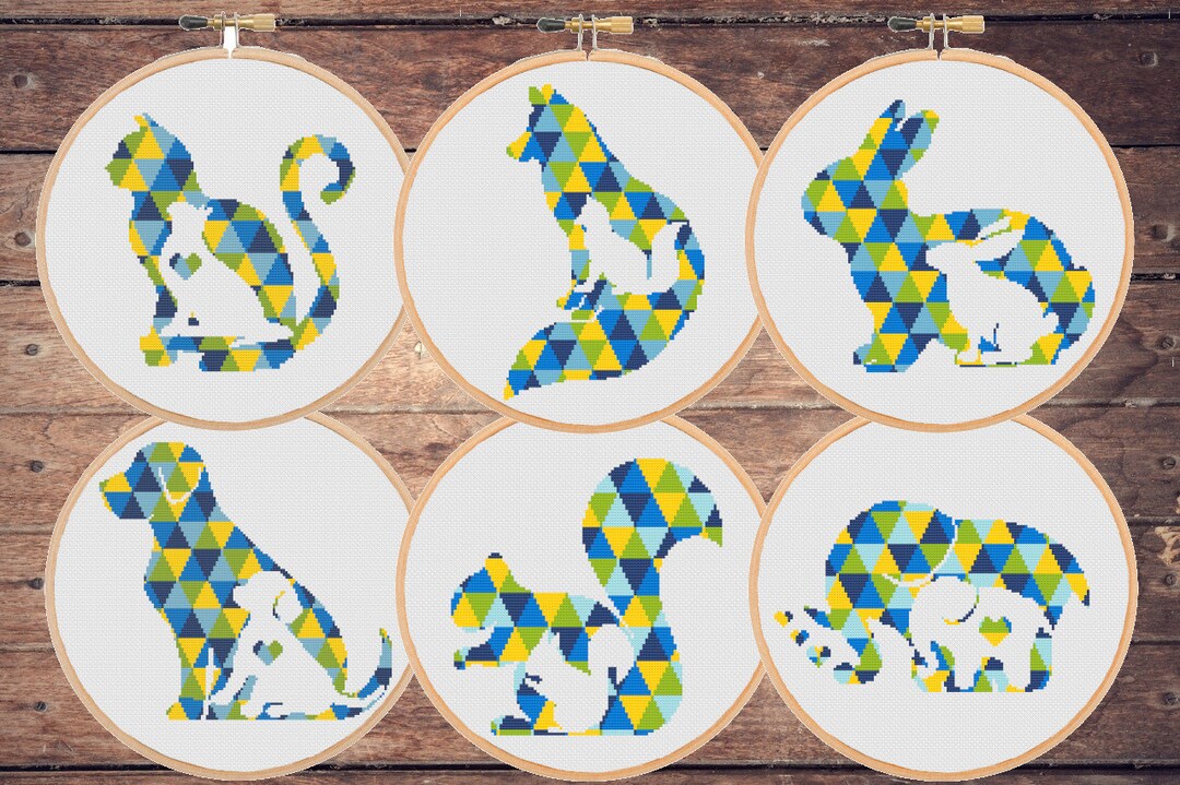 Geometric Animals Cross Stitch Pattern Bundle: Modern Beginner Designs ...