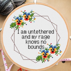 Funny Snarky Cross Stitch Pattern I Am Untethered and My Range Knows No ...