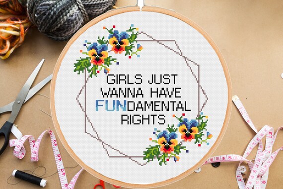 Feminist Cross Stitch Pattern Modern Subversive Girls Just - Etsy