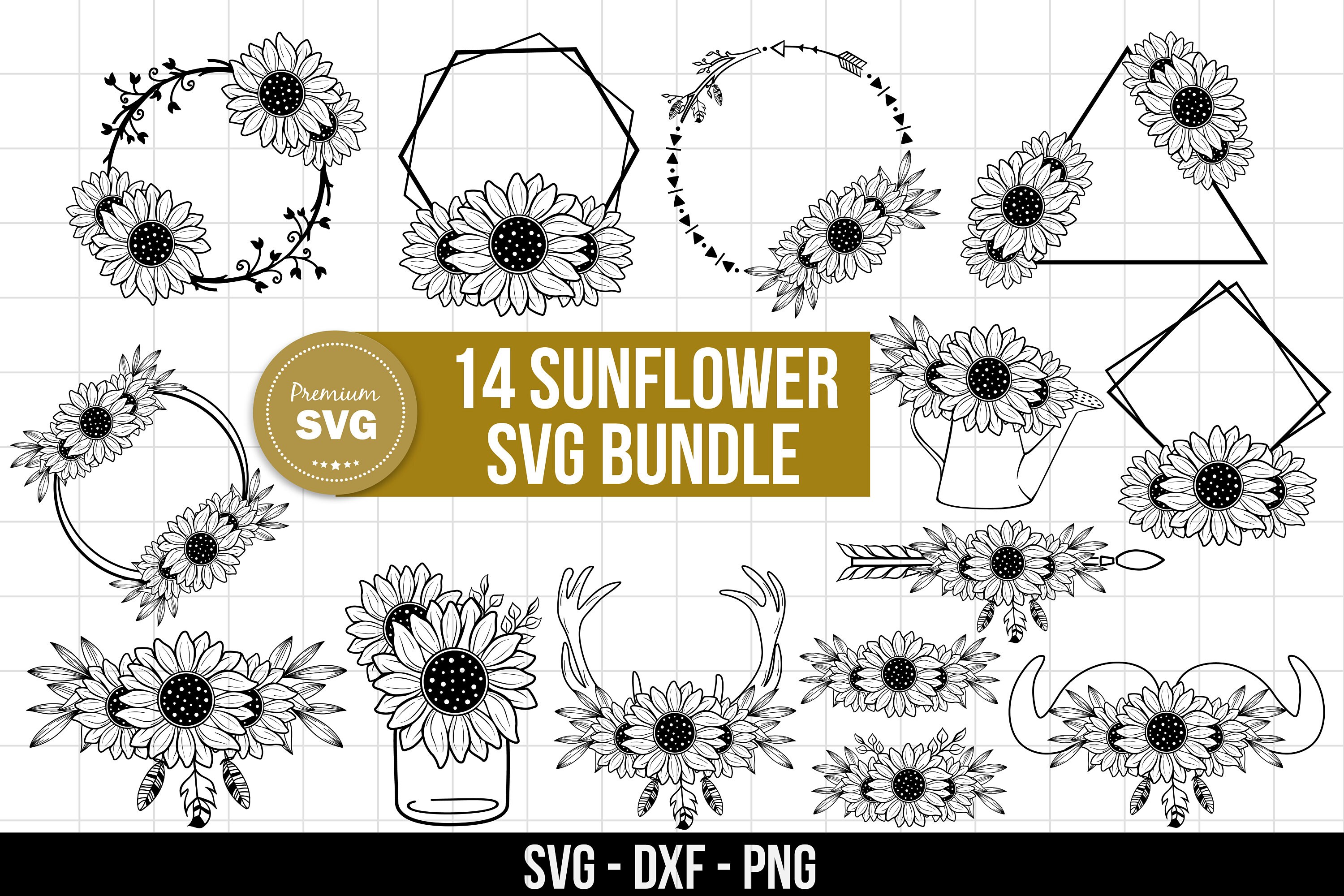 Sunflower Bundle Svg Sunflower Cutting File Sunflower Svg - Etsy