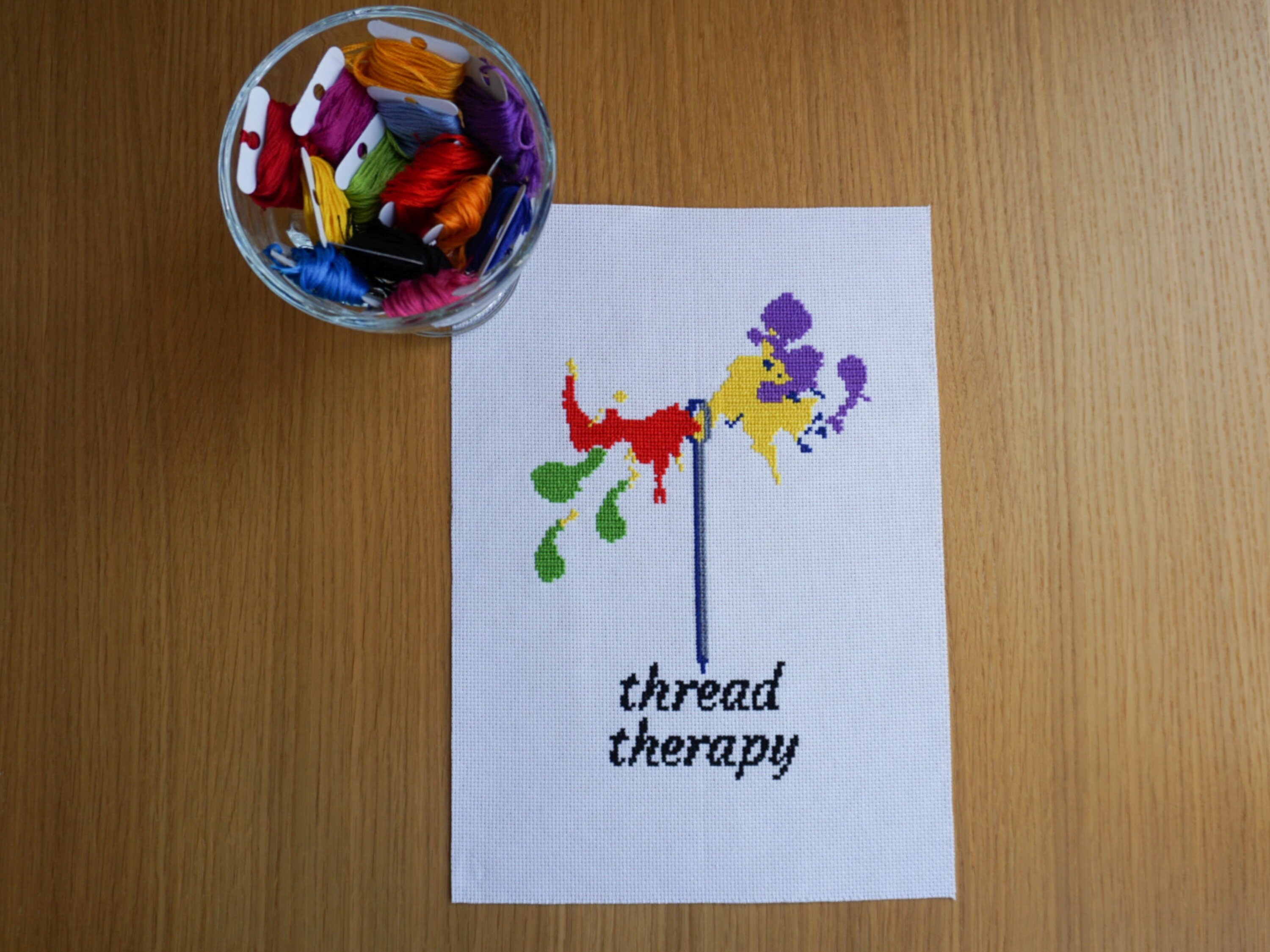 Thread Therapy Cross Stitch pattern craft room decor ideas - Etsy España