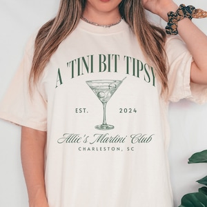 A Tini Bit Tipsy Custom Martini Social Club Bachelorette Party Shirts Luxury Cocktail Theme ...