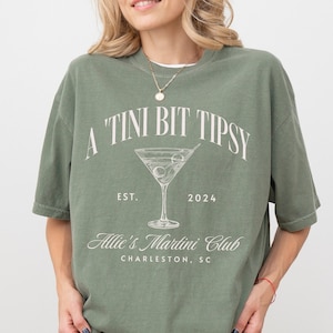 A Tini Bit Tipsy Custom Martini Social Club Bachelorette Party Shirts Luxury Cocktail Theme ...