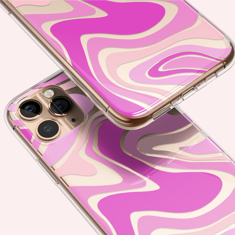 Pink Swirl Phone Case Clear Case With Design Trendy Phone - Etsy