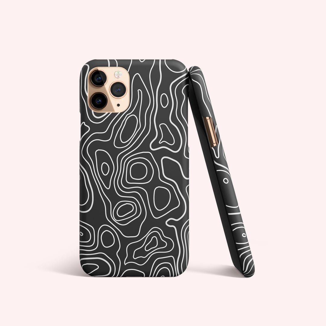 Custom Topographic Lines Phone Case | Navy, Black, Boho Abstract - Etsy