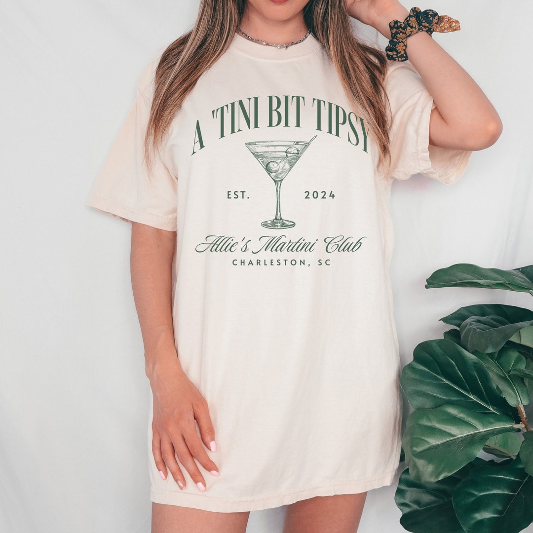 A Tini Bit Tipsy Custom Martini Social Club Bachelorette Party Shirts ...