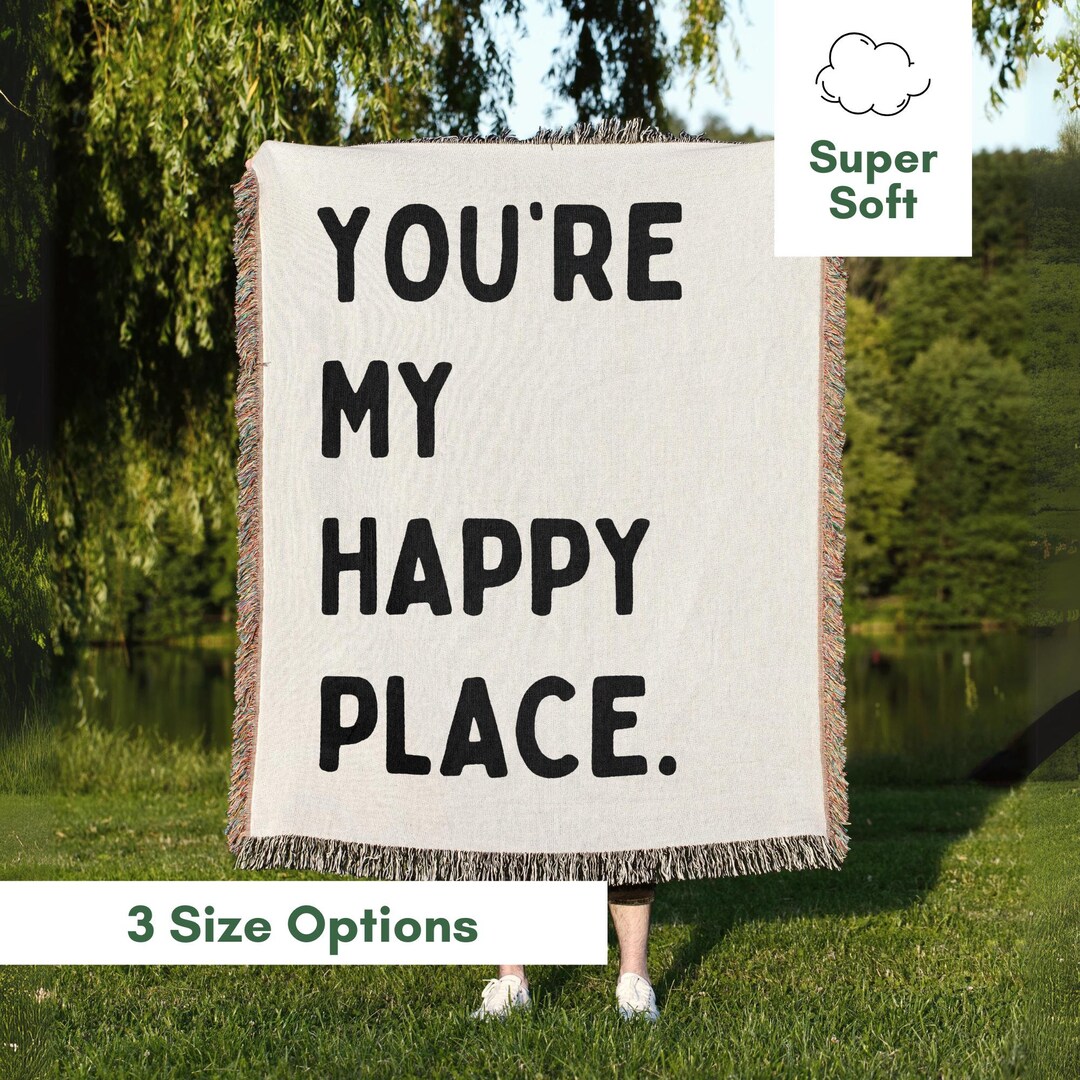 You're My Happy Place Woven Blanket Gift for Girlfriend, Boyfriend ...