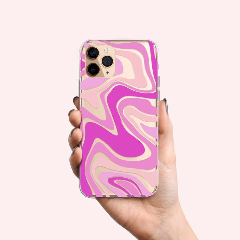 Pink Swirl Phone Case Clear Case With Design Trendy Phone - Etsy