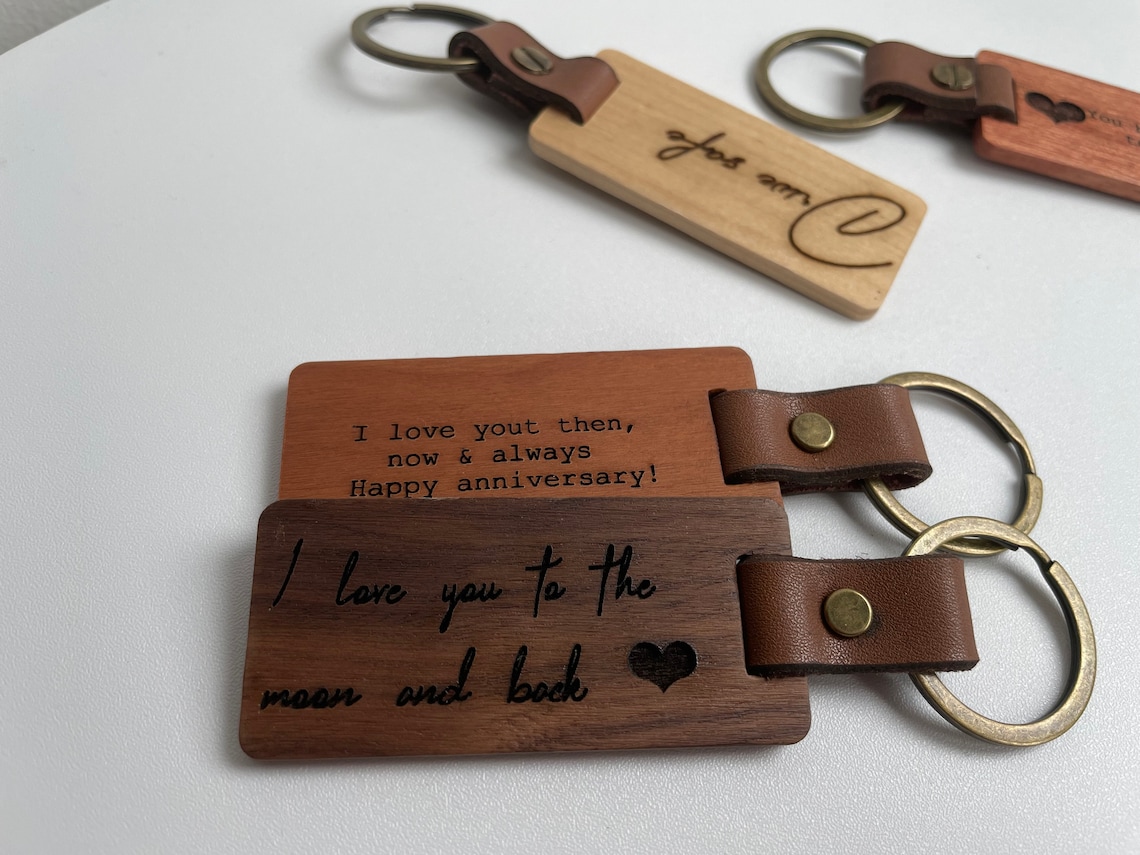 Engraved Wood Key Chain Custom Keychain Keychain for New - Etsy
