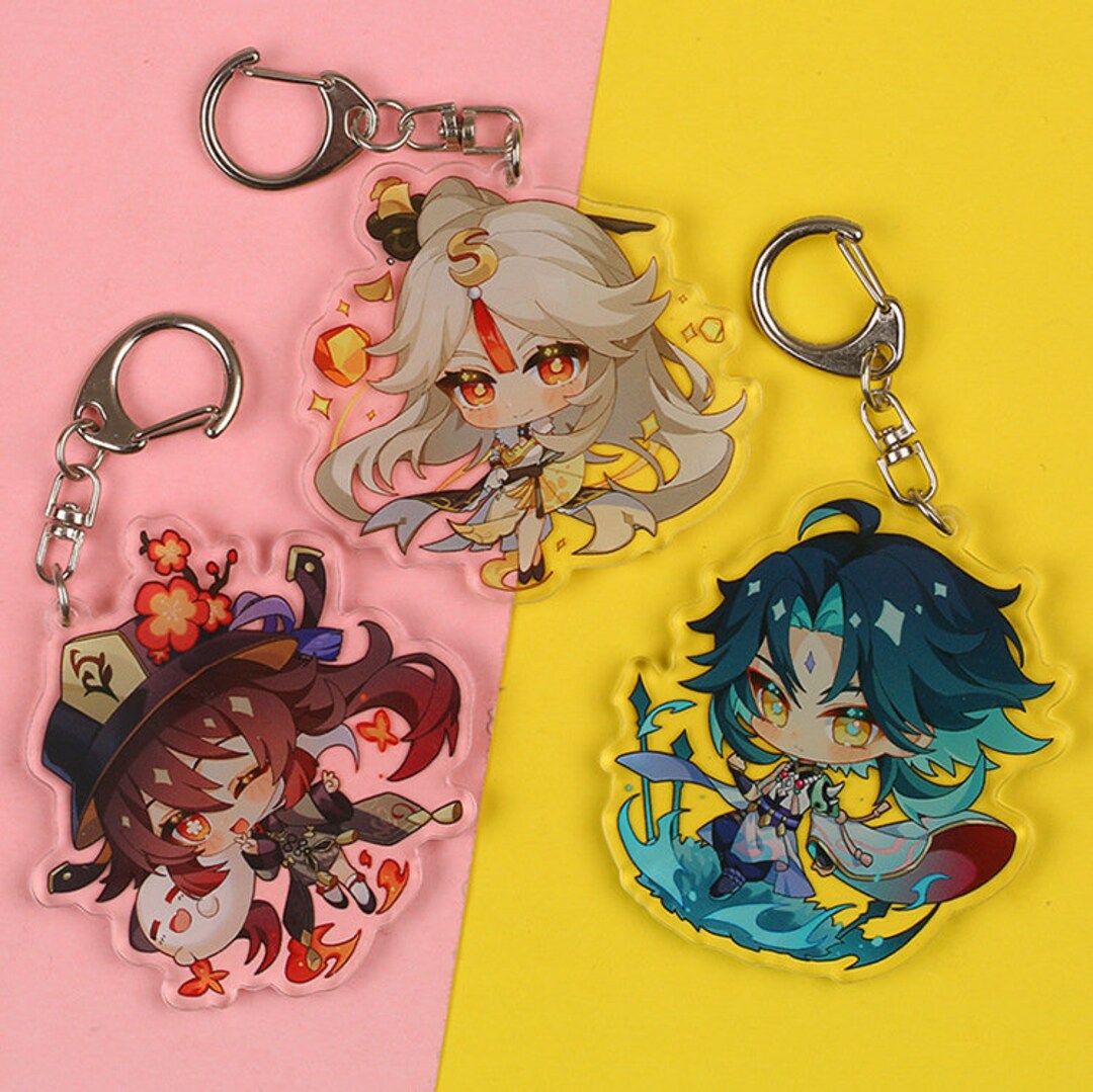 Genshin Impact Keychain, Acrylic Plastic Keychain Charm, Different ...