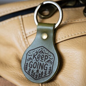 Handmade Full Grain Leather Keychain: 'keep Going' Affirmation Gift - Etsy