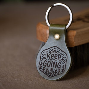 Handmade Full Grain Leather Keychain: 'keep Going' Affirmation Gift - Etsy