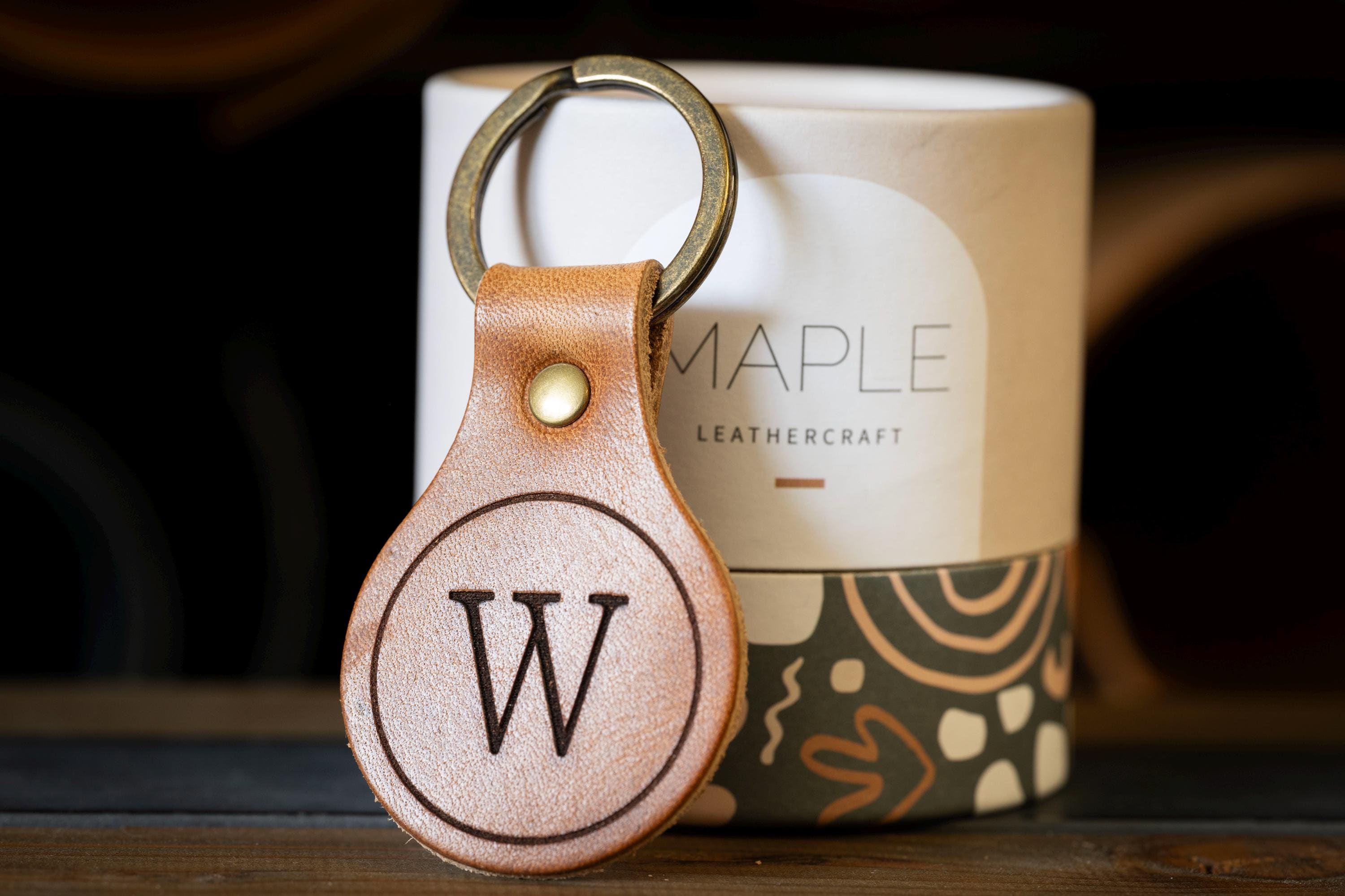 Monogrammed Leather Keychain – Personalized Initial Key Ring, Gift for ...