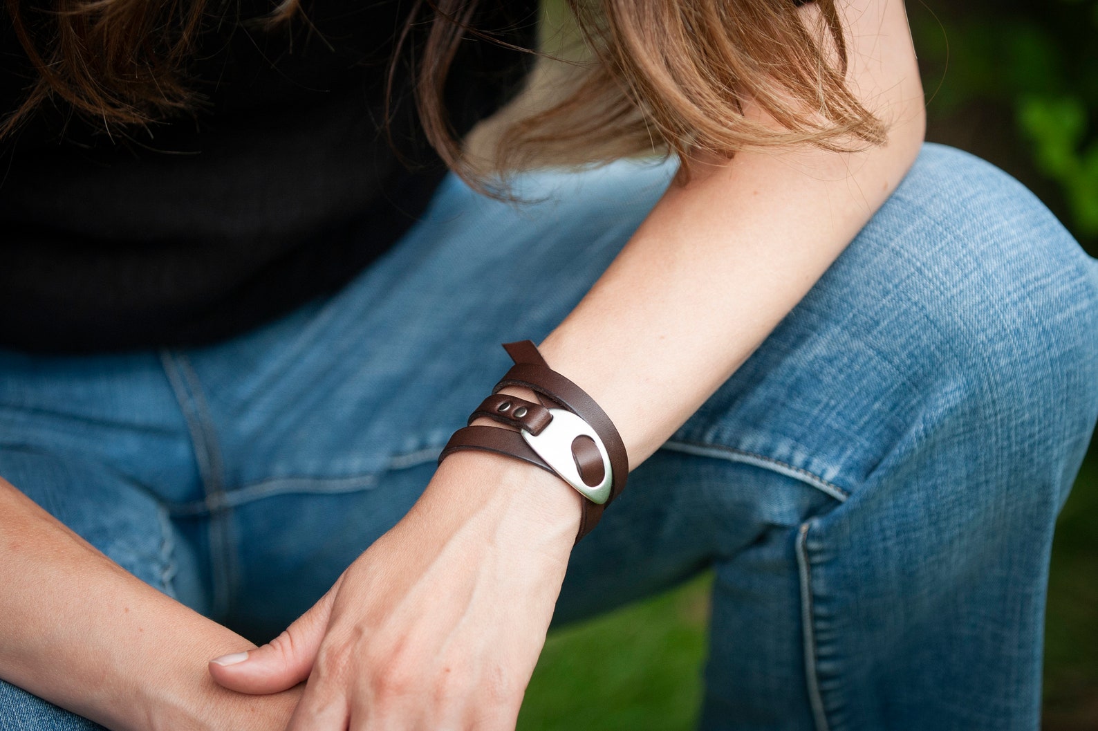 Personalized Leather Wrap Bracelet, Engrave Custom Words, Rustic Brown ...