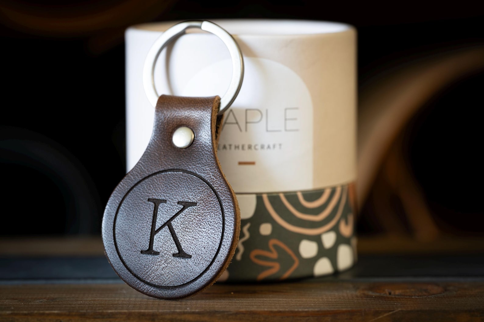 Monogram Leather Keychain: Personalized Initial Key Ring, Handmade in ...