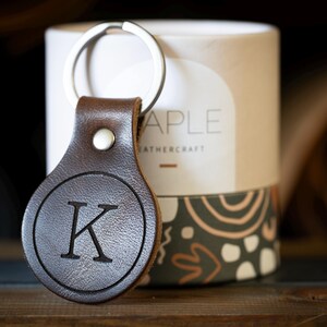 Monogram Leather Keychain: Personalized Initial Key Ring, Handmade in ...