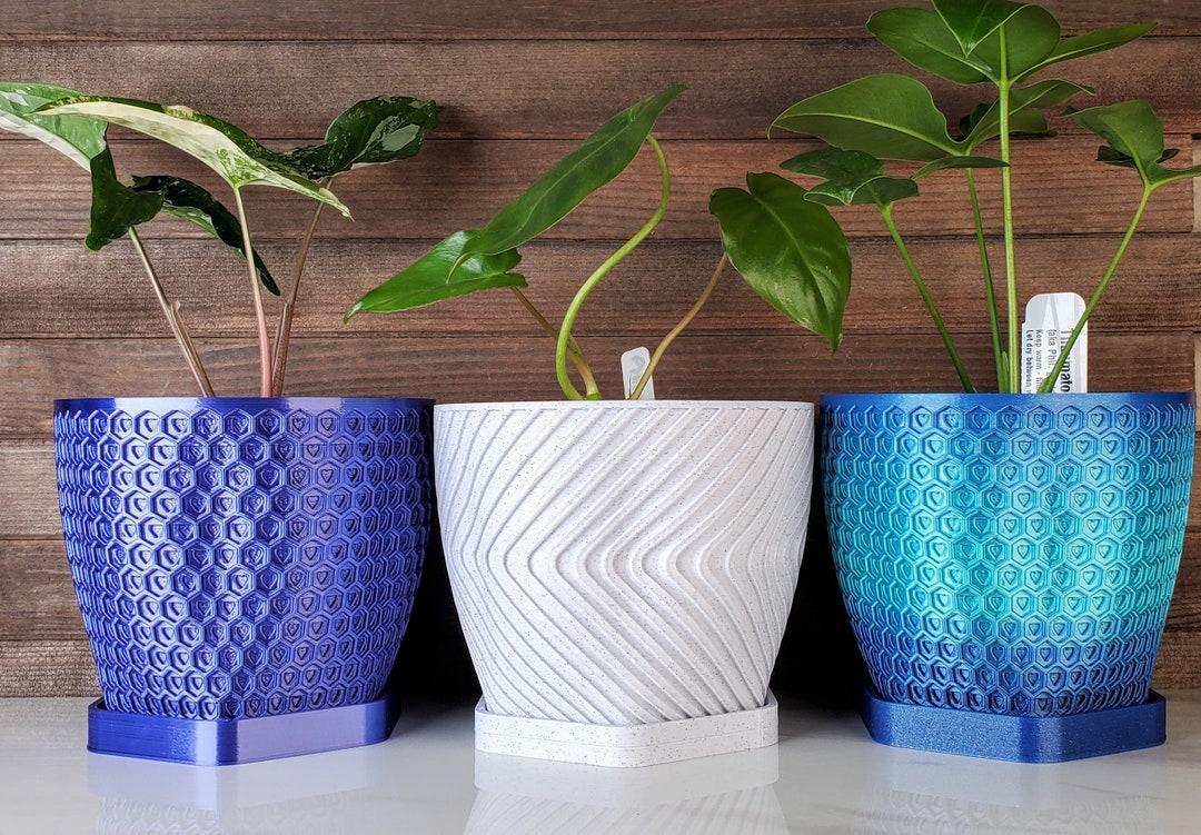 Airy Planter With Drainage in Multiple Colors | Modern 3D Printed ...