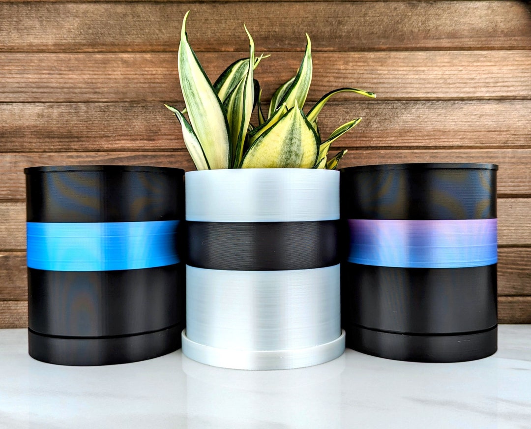 4 Classy Prototype Planter With Drainage With Stripe Modern 3D Printed ...