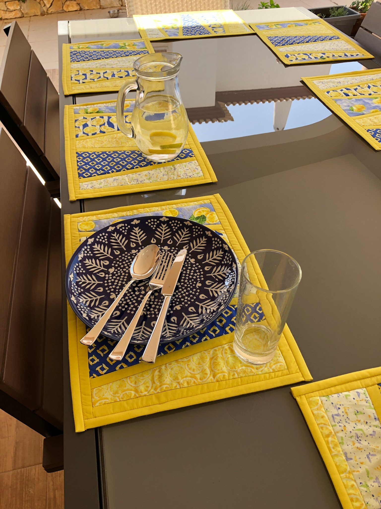 Handmade Quilted Patchwork Placemats in Beautiful Colours From - Etsy