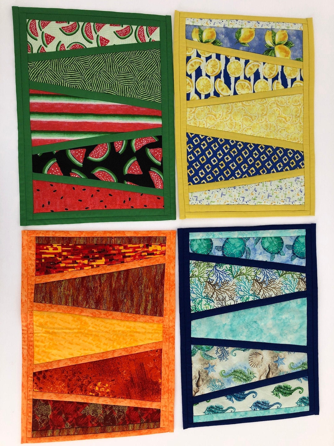 Handmade Quilted Patchwork Placemats in Beautiful Colours From - Etsy