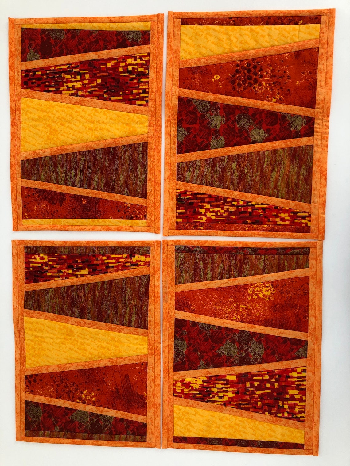 Handmade Quilted Patchwork Placemats in Beautiful Colours From - Etsy