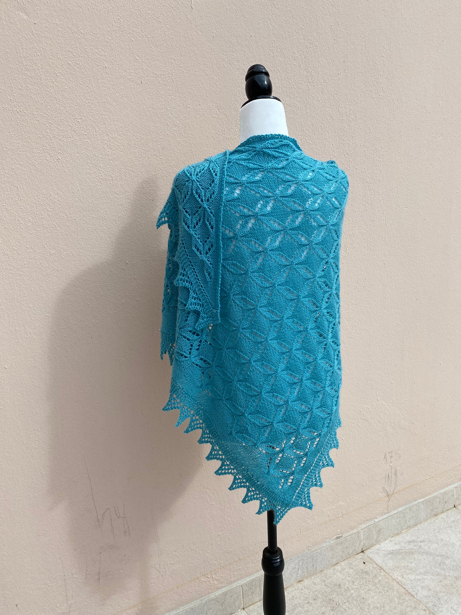 Asymmetrical Triangle Shawl, Wrap, Stole. Handmade, Knitted in a Knit ...