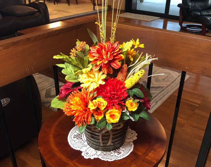 Fall Into Fall Flower Arrangement - Everyday Floral Centerpiece With ...