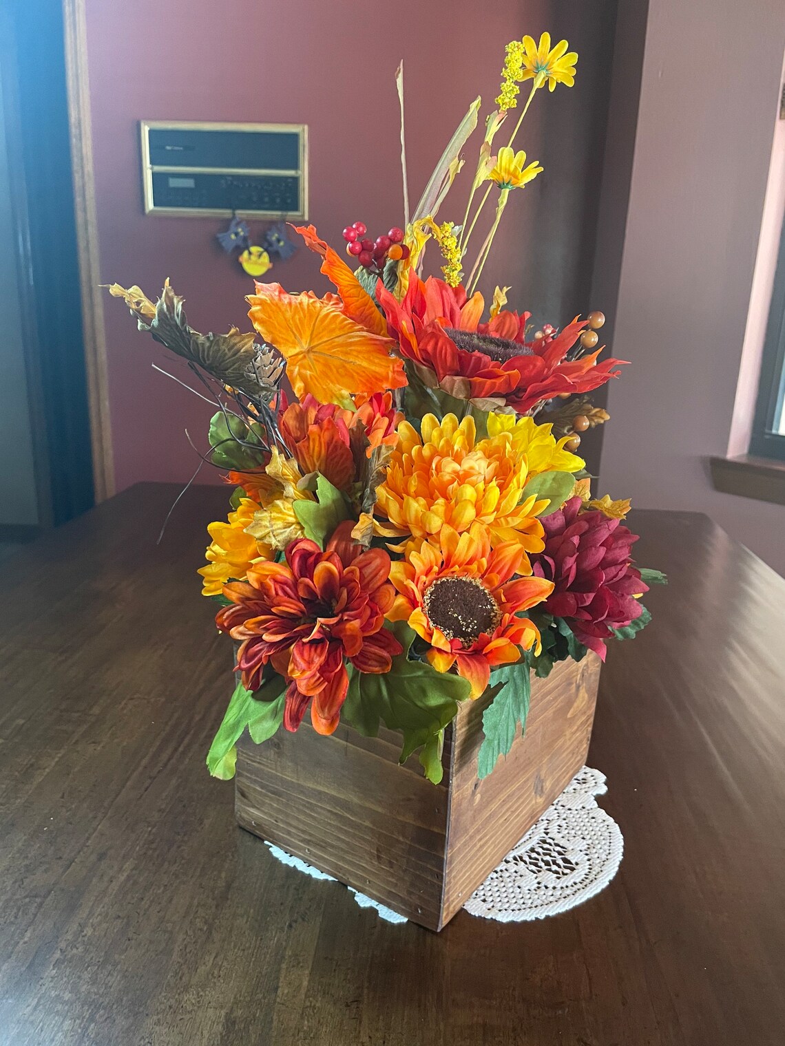 Fall Forward Fall Floral Centerpiece With Hand Made Box Forever Flowers ...